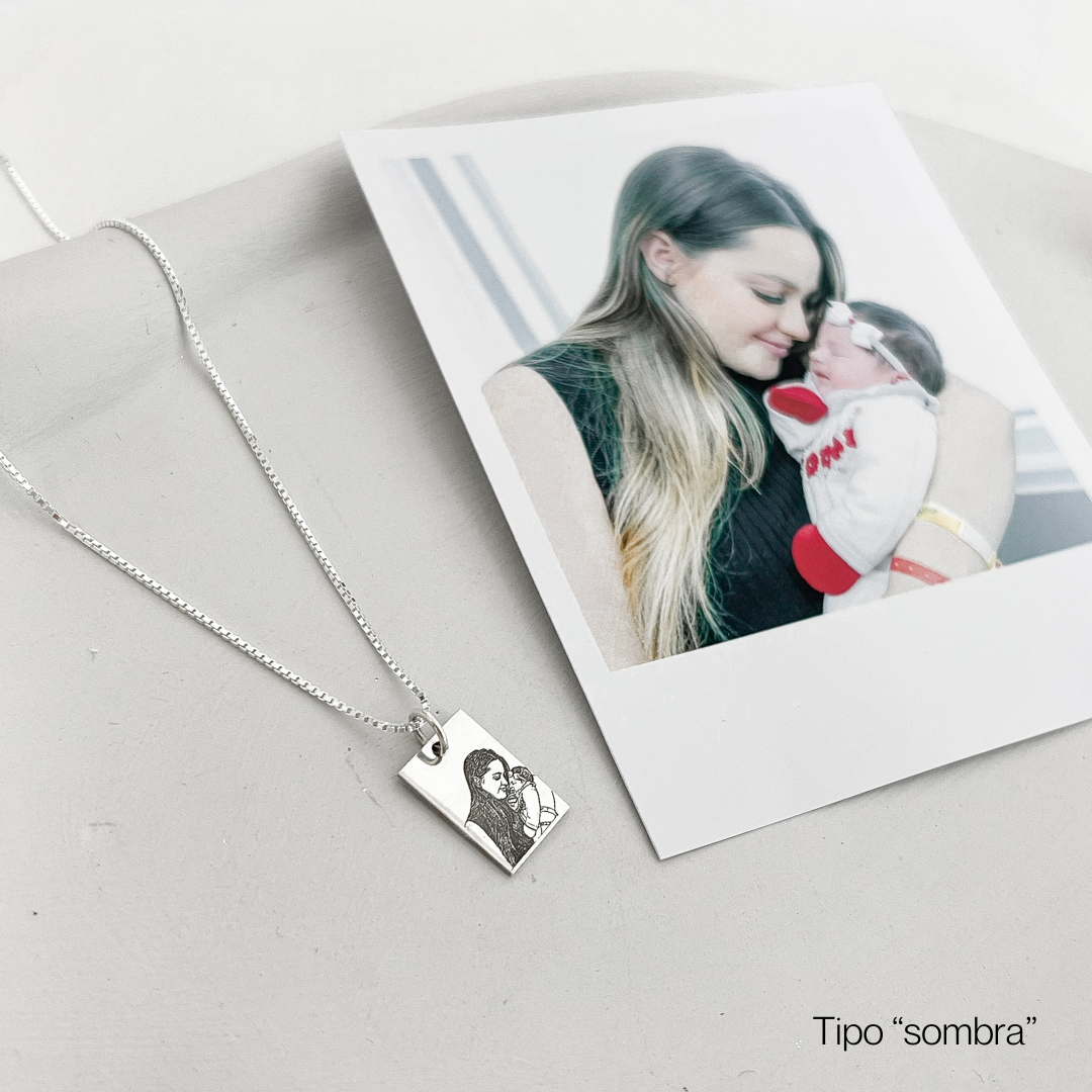 Colar Plaquinha Personalizado Foto em Prata 925